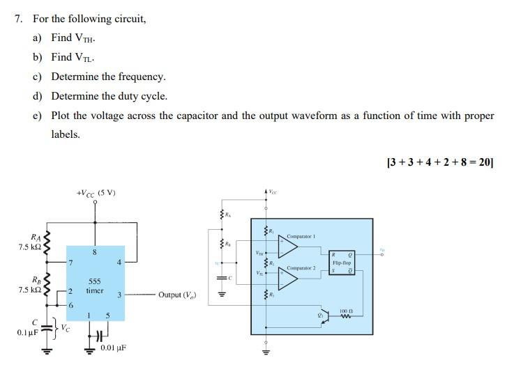 Solved 7. For the following circuit, a) Find VTH. b) Find | Chegg.com