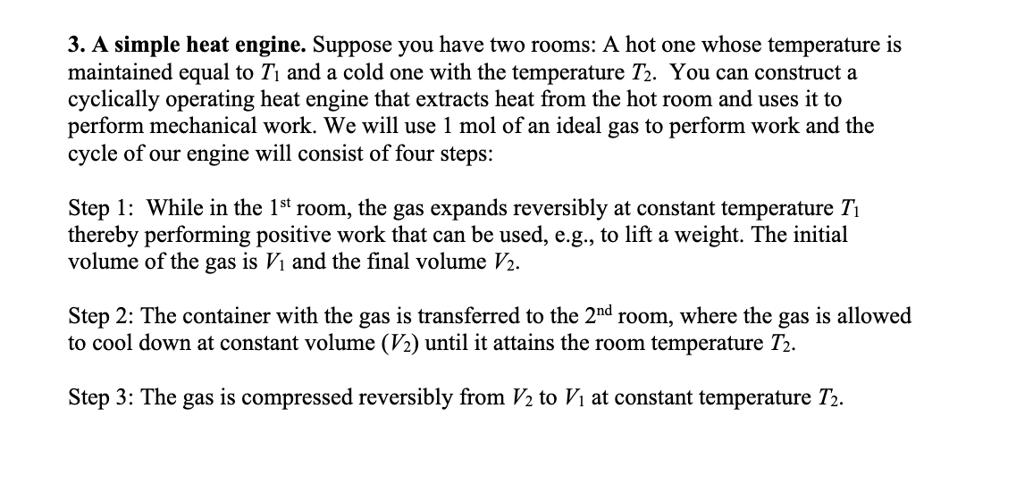 Solved a 3. A simple heat engine. Suppose you have two | Chegg.com