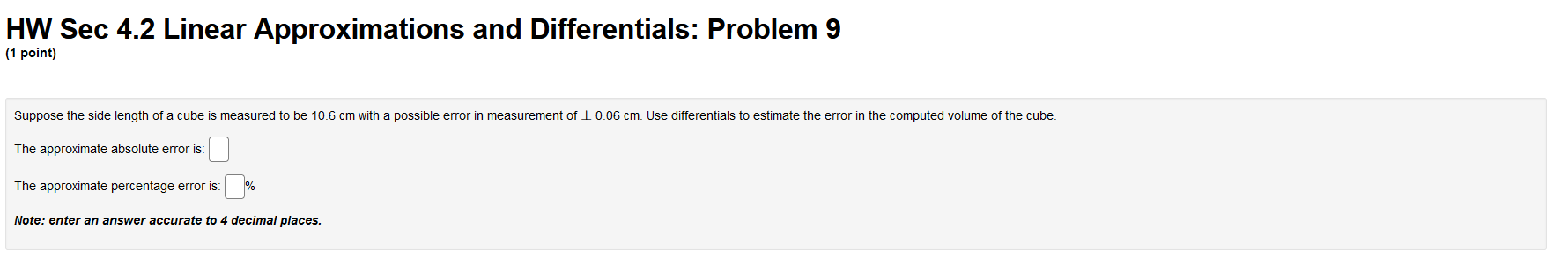 Solved HW Sec 4.2 Linear Approximations and Differentials: | Chegg.com