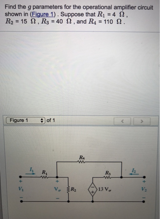 Solved Find the g parameters for the operational amplifier | Chegg.com