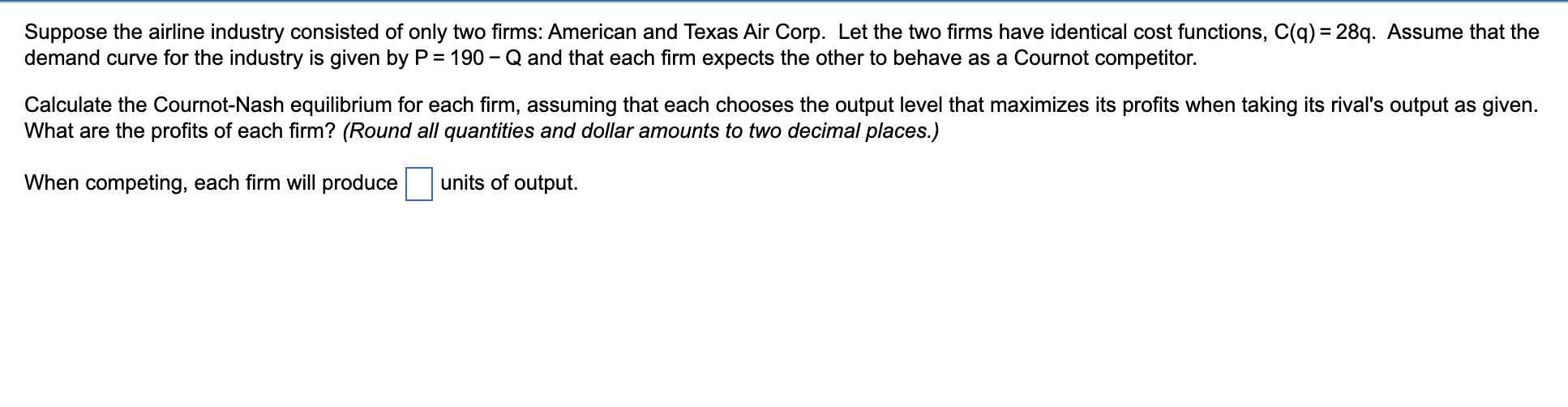 Solved Suppose the airline industry consisted of only two | Chegg.com