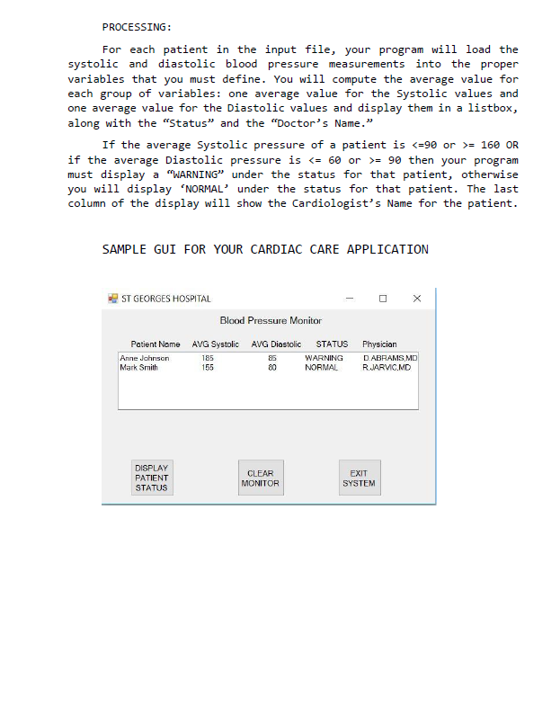 Solved PROCESSING: For each patient in the input file, your | Chegg.com