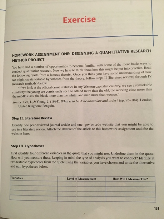 Exercise HOMEWORK ASSIGNMENT ONE: DESIGNING A | Chegg.com