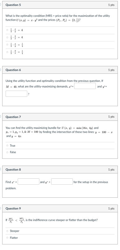 Solved Question 5 1 pts What is the optimality condition | Chegg.com