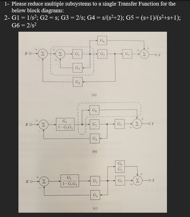 Solved 1- Please reduce multiple subsystems to a single | Chegg.com