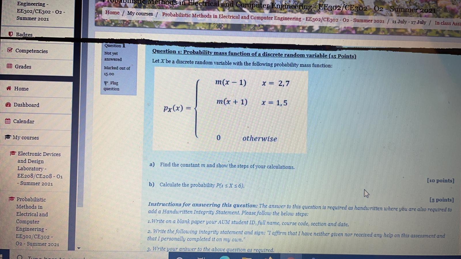 Solved Engineering - EE302/CE302 - 02- Summer 2021 Methods | Chegg.com
