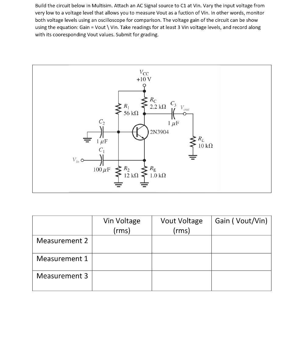 Solved Build the circuit below in Multisim. Attach an AC | Chegg.com