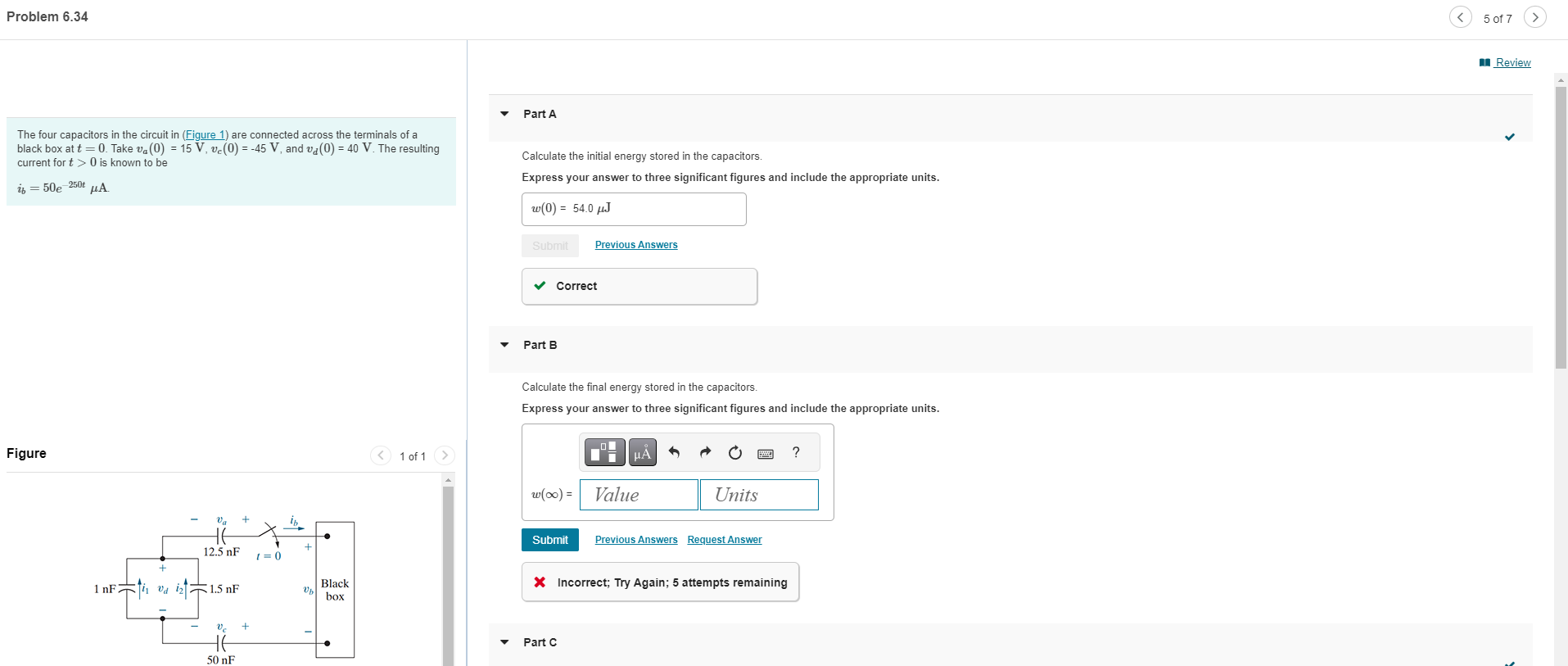 Solved Calculate the final energy stored in the | Chegg.com