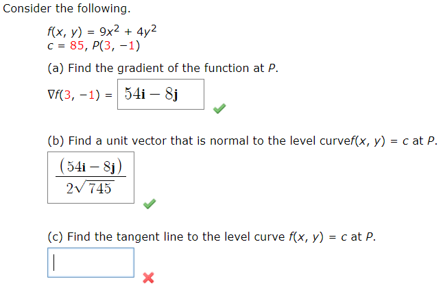 Solved Consider the following. f(x, y) = 9x2 + 4y2 C = 85, | Chegg.com