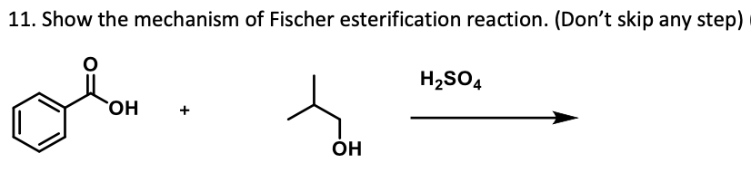 Solved 11. Show the mechanism of Fischer esterification | Chegg.com