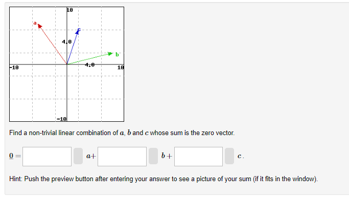 Solved Find a non-trivial linear combination of a,b and c | Chegg.com
