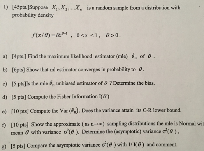 Solved Suppose X_1, X_2,....X_n is a random sample from a | Chegg.com