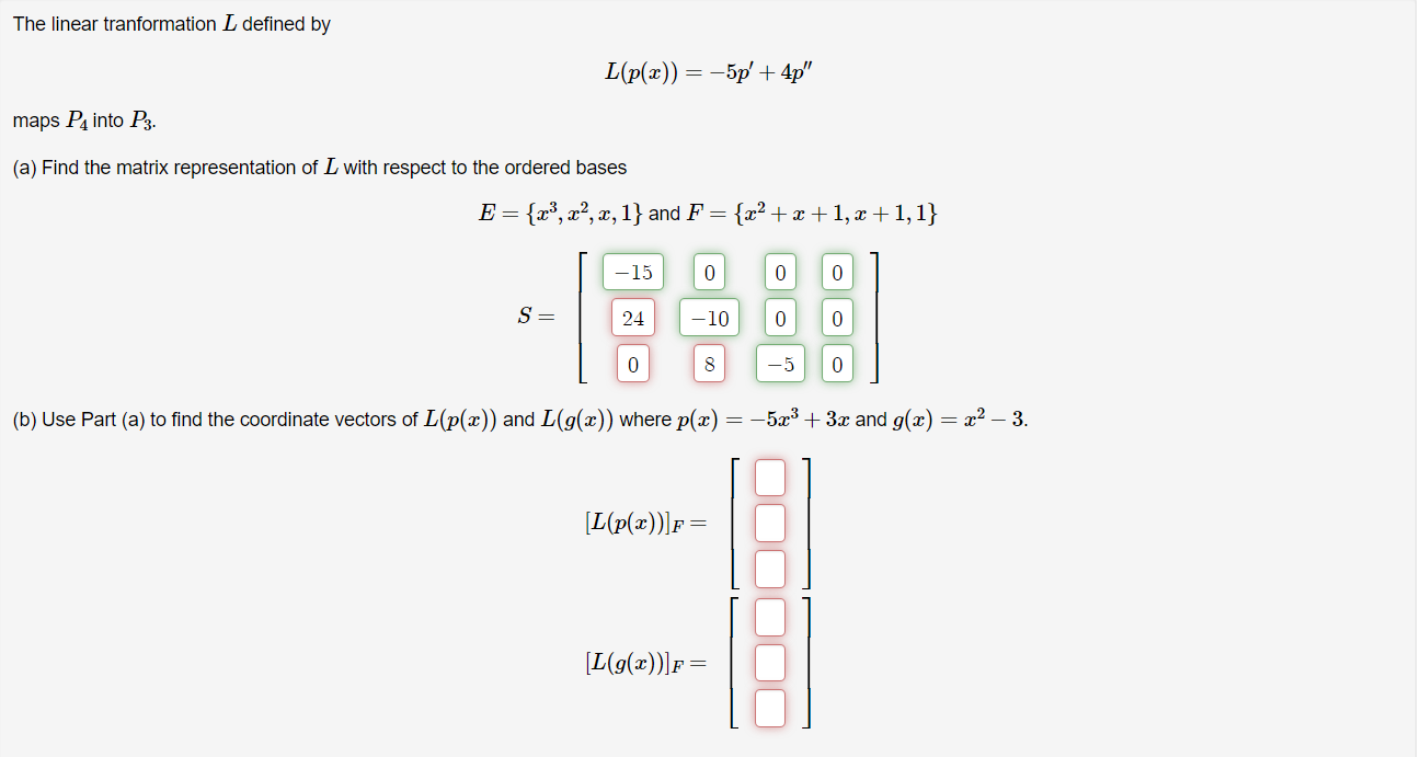 Solved The Linear Tranformation L Defined By