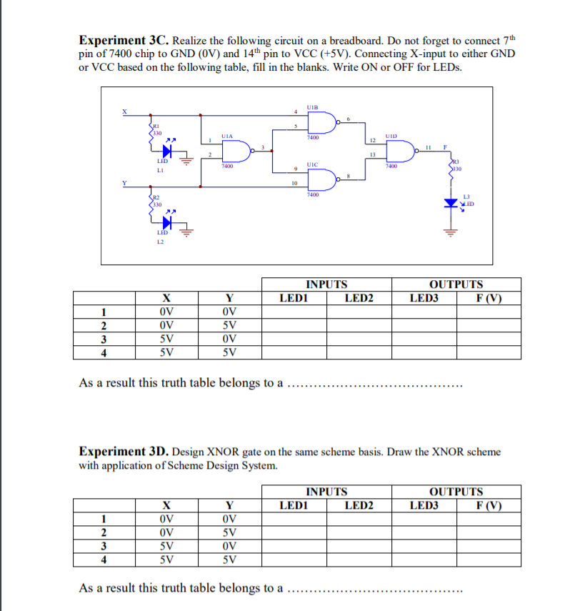 Solved Experiment 3C. Realize the following circuit on a | Chegg.com