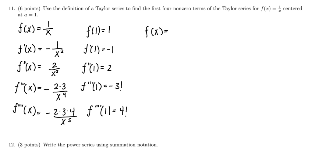 Solved 11. (6 points) Use the definition of a Taylor series | Chegg.com
