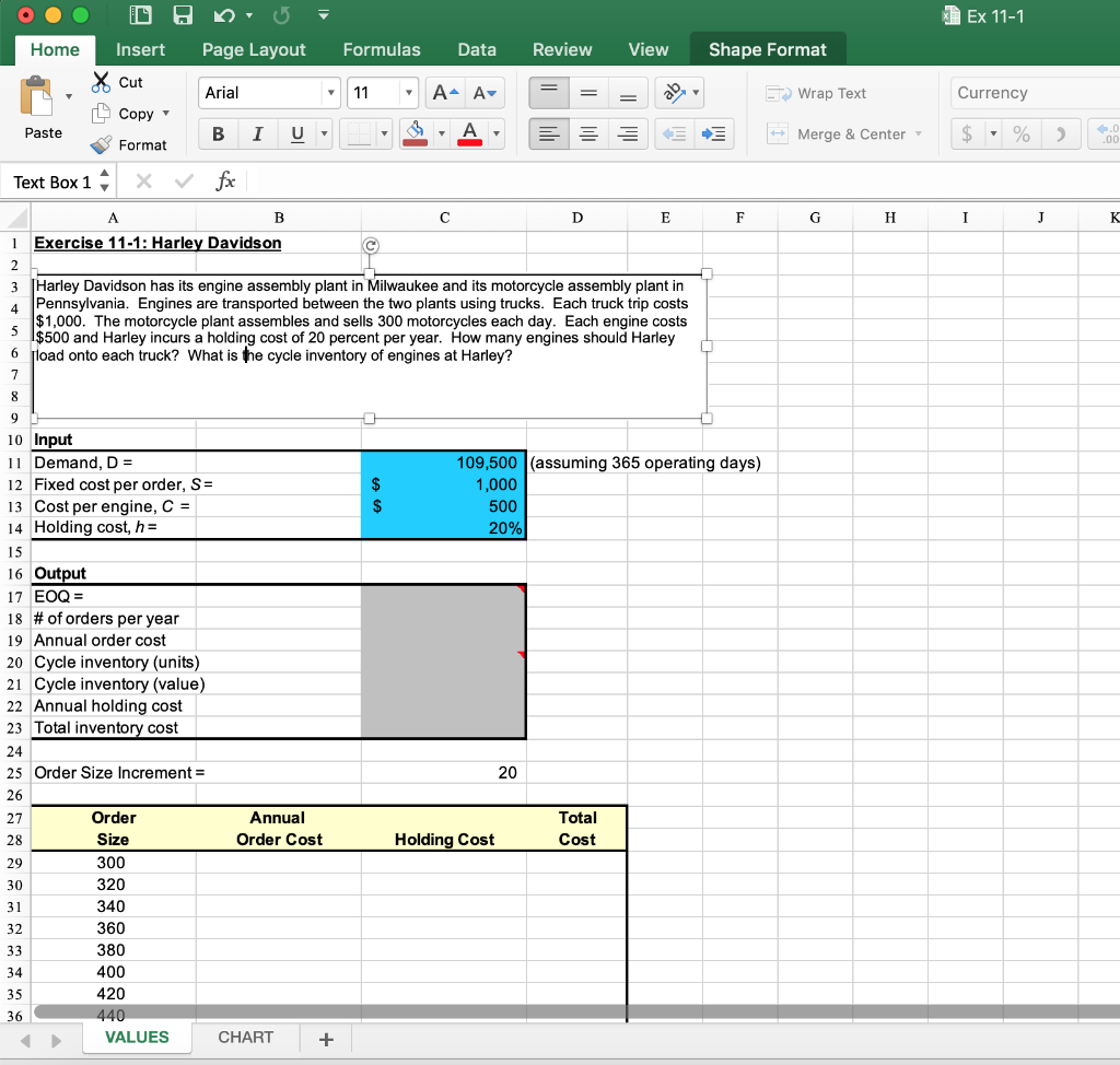 Solved I need help with the Excel formulas portion of the | Chegg.com