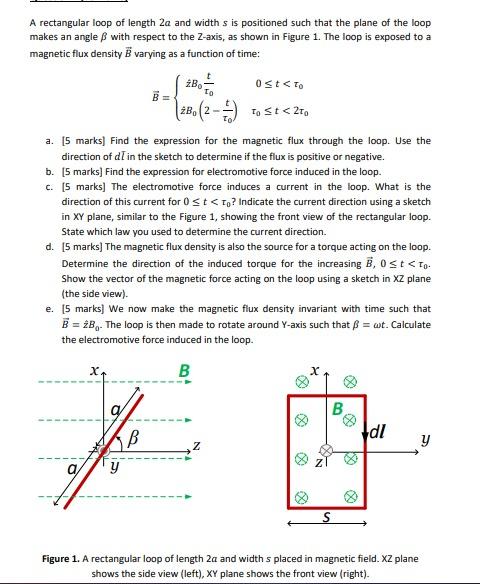 Solved A rectangular loop of length 2a and width s is | Chegg.com