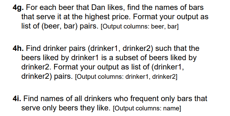 Solved Part 4 Consider a database “beers” containing | Chegg.com