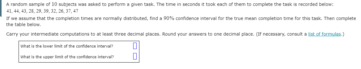 Solved A random sample of 10 subjects was asked to perform a | Chegg.com