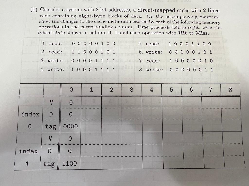Solved (b) Consider a system with 8-bit addresses, a | Chegg.com