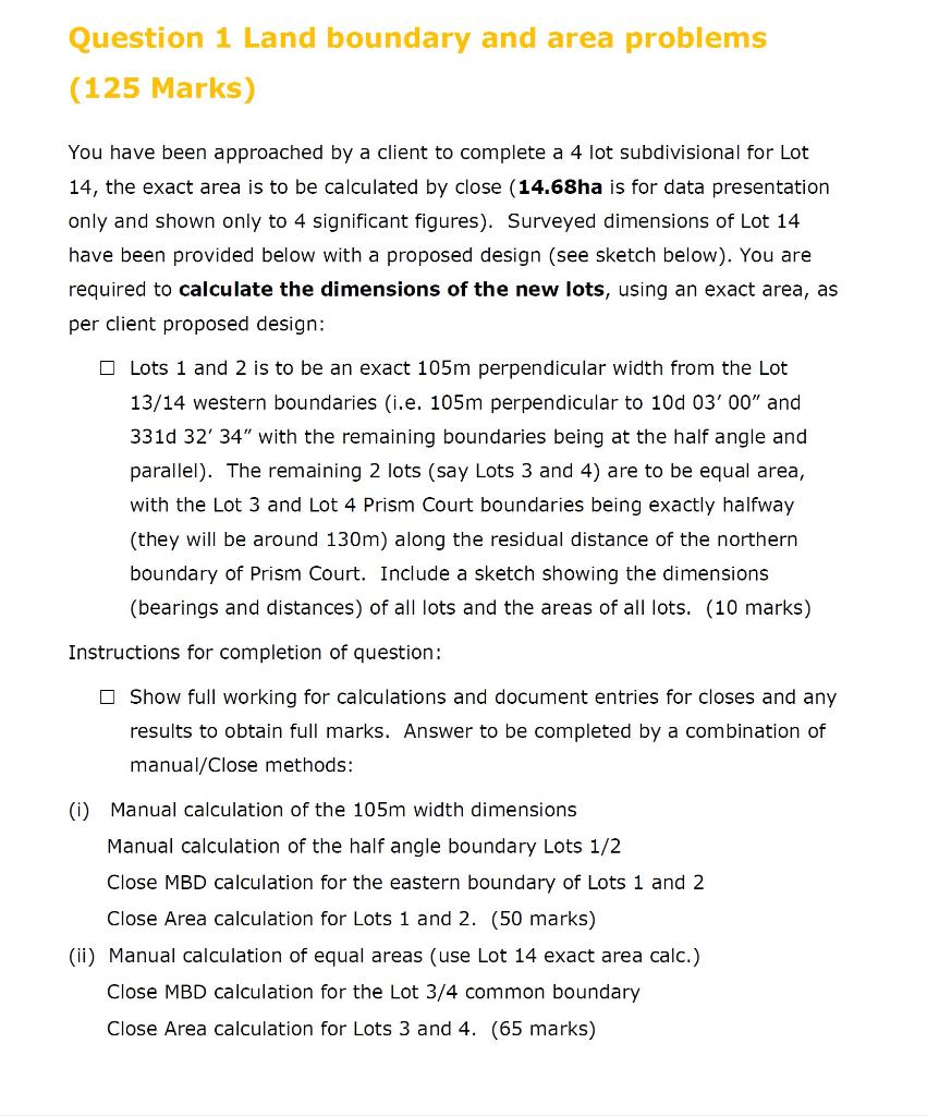 Question 1 Land boundary and area problems (125 | Chegg.com