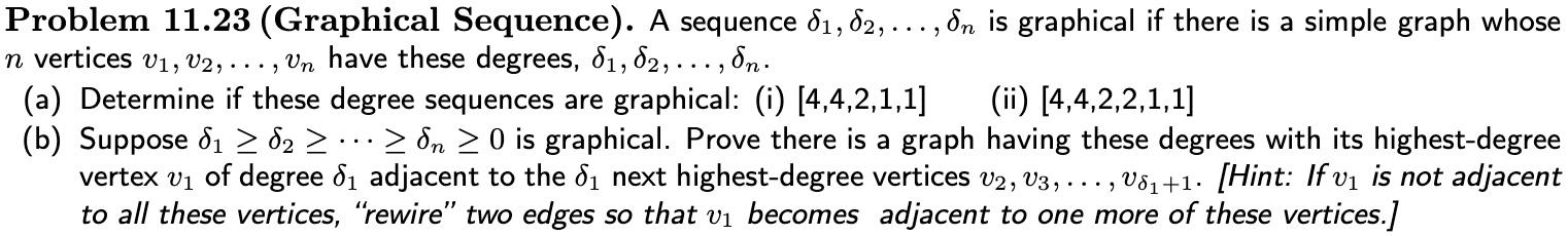 Solved Problem 11.23 (Graphical Sequence). A sequence 81, | Chegg.com