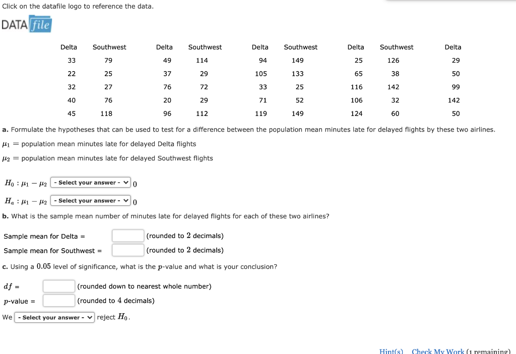 Solved Click on the datafile logo to reference the data. | Chegg.com