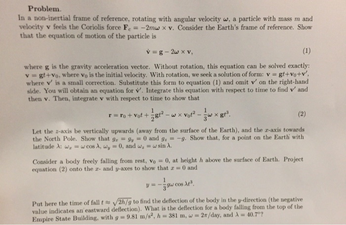 Solved Problem. In a non-inertial frame of reference, | Chegg.com