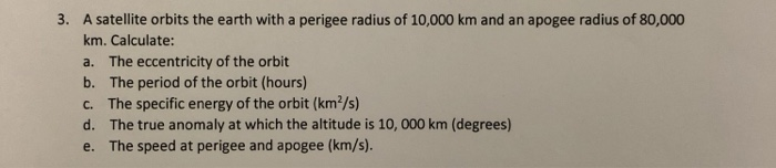 Solved 3. A satellite orbits the earth with a perigee radius | Chegg.com
