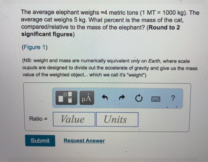 Solved The average elephant weighs-4 metric tons (1 MT = | Chegg.com
