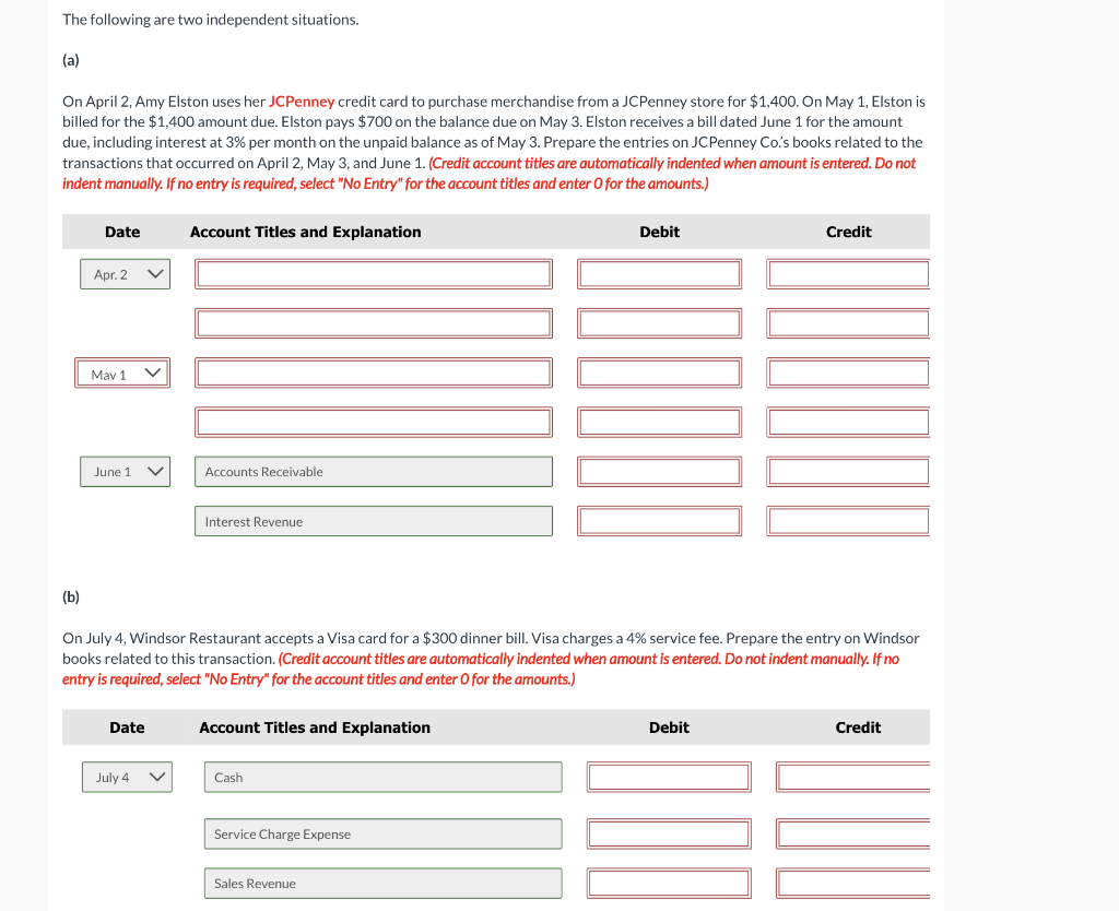 Solved The following are two independent situations. (a) On | Chegg.com