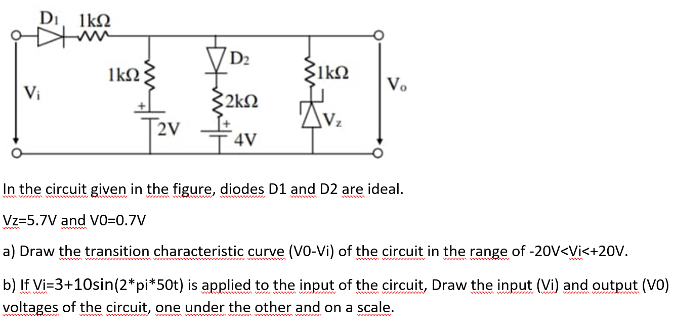 Solved In the circuit given in the figure, diodes D1 and D2 | Chegg.com