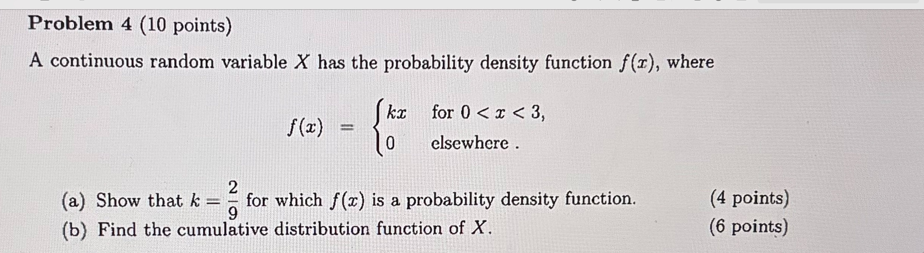 Solved Problem 4 (10 ﻿points)A continuous random variable x | Chegg.com