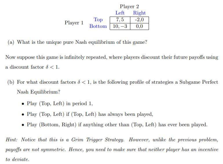 Solved \ Consider the following static game: Player 1 can | Chegg.com