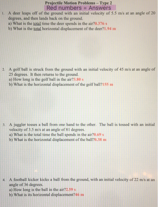 Projectile Motion Problems With Solutions