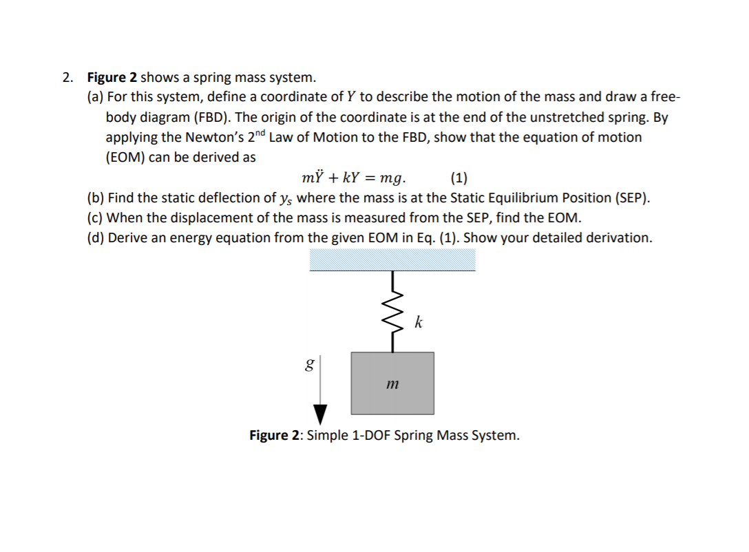 Solved 2. Figure 2 shows a spring mass system. (a) For this | Chegg.com