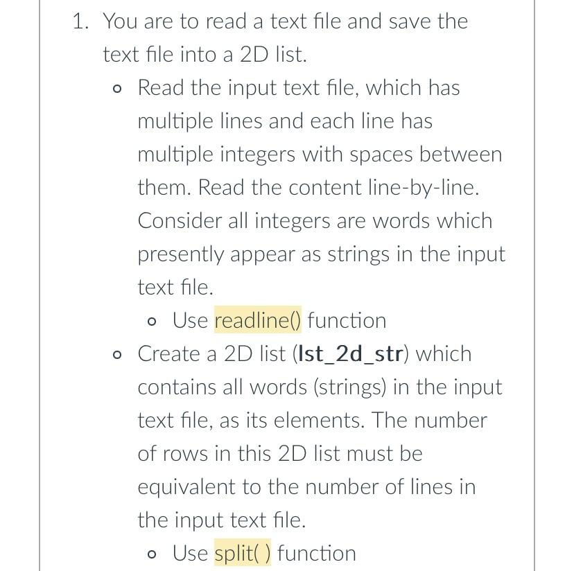 Solved You are to read a text file and save the text file | Chegg.com