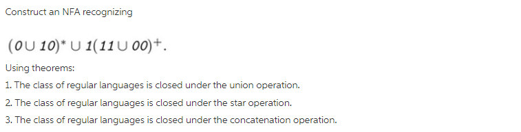 Solved E a, b a, b E b "E 8 W Construct an NFA recognizing | Chegg.com