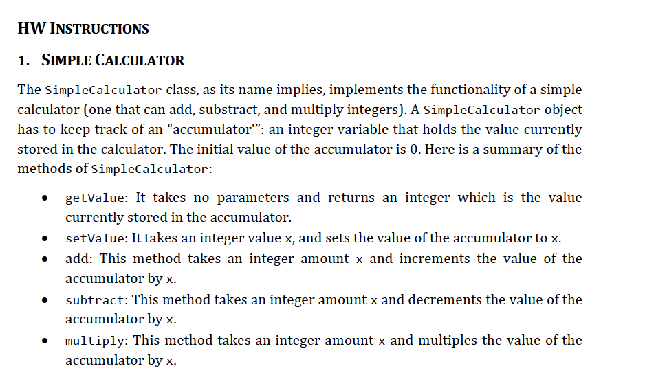 Solved 1. ﻿SIMPLE CALCULATORThe SimpleCalculator class, as | Chegg.com