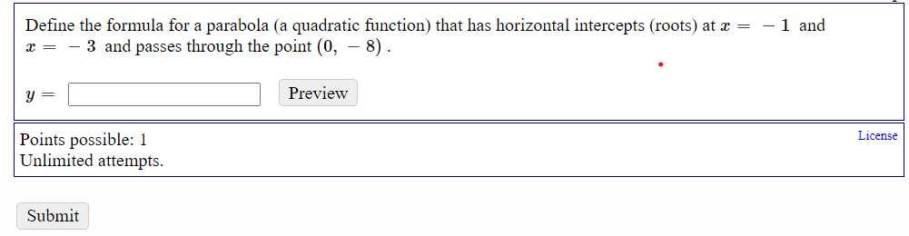 Solved Define the formula for a parabola (a quadratic | Chegg.com