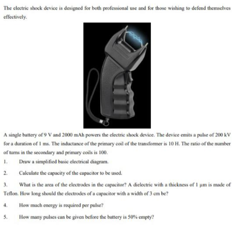 Solved The electric shock device is designed for both | Chegg.com