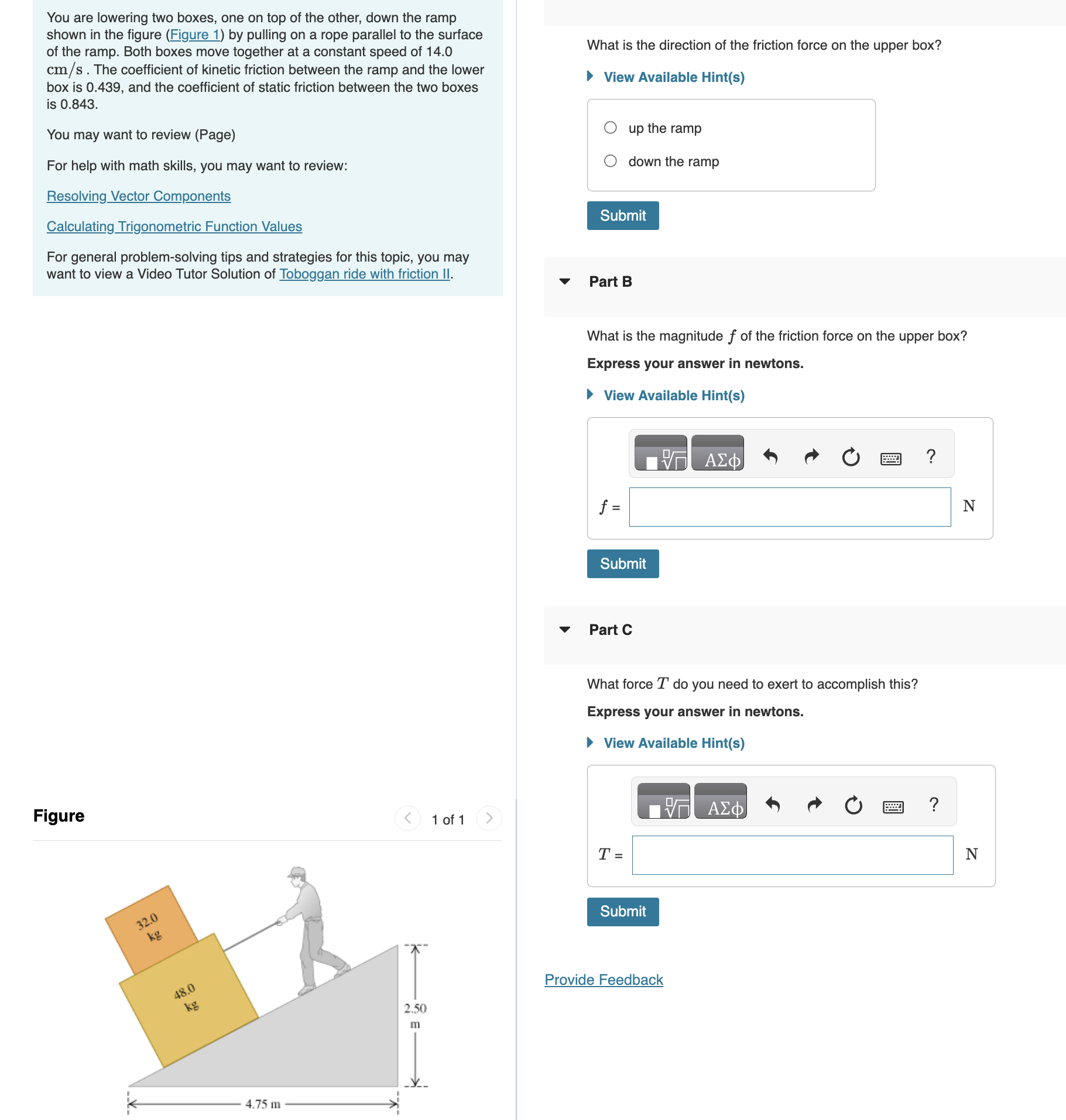 Solved up the rampdown the rampPart BWhat is the magnitude f | Chegg.com