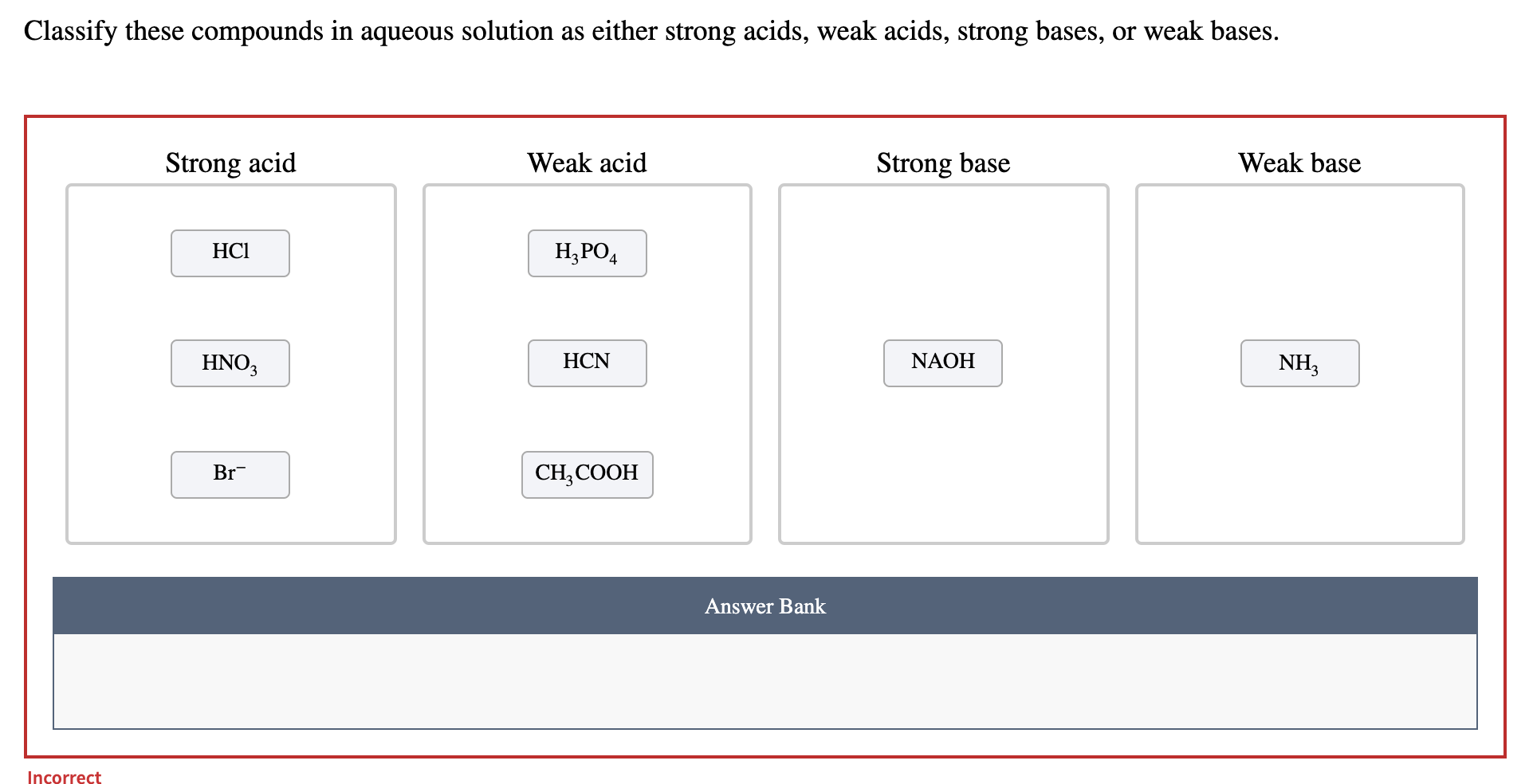 Solved Classify these compounds in aqueous solution as | Chegg.com