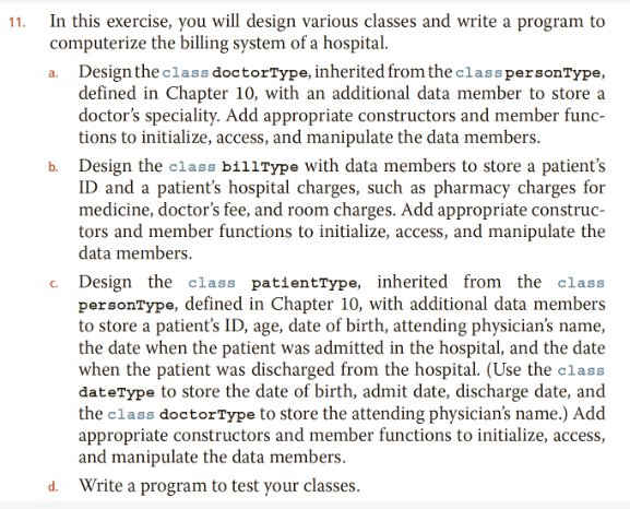 Solved 11. In this exercise, you will design various classes | Chegg.com