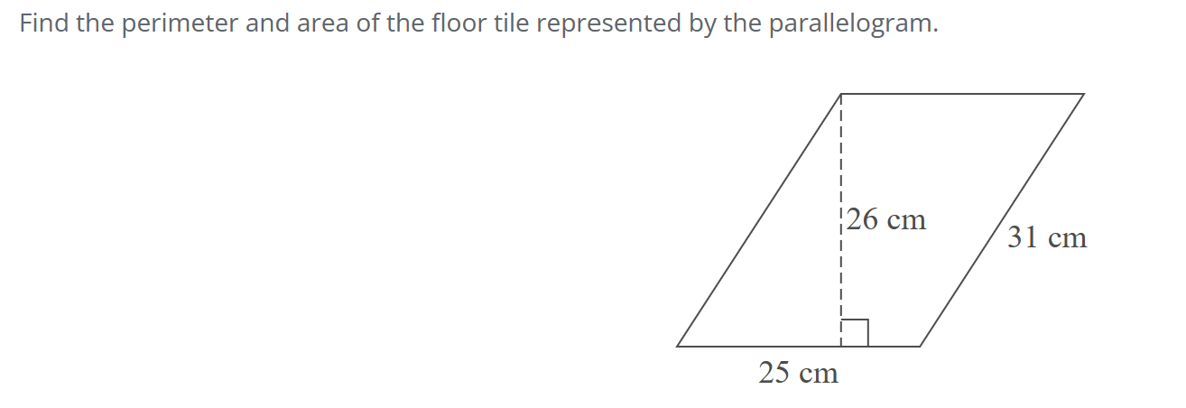 Solved Find the perimeter and area of the floor tile | Chegg.com