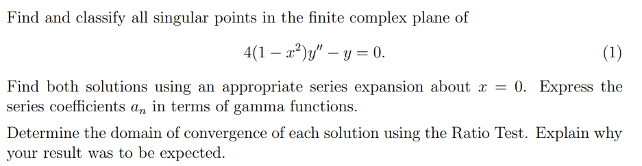 Find and classify all singular points in the finite | Chegg.com