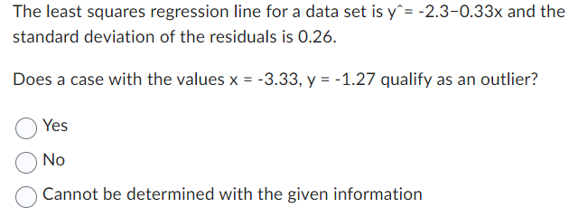 Solved The least squares regression line for a data set is | Chegg.com