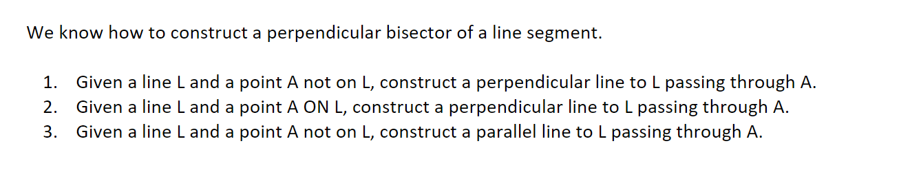 Solved We know how to construct a perpendicular bisector of | Chegg.com