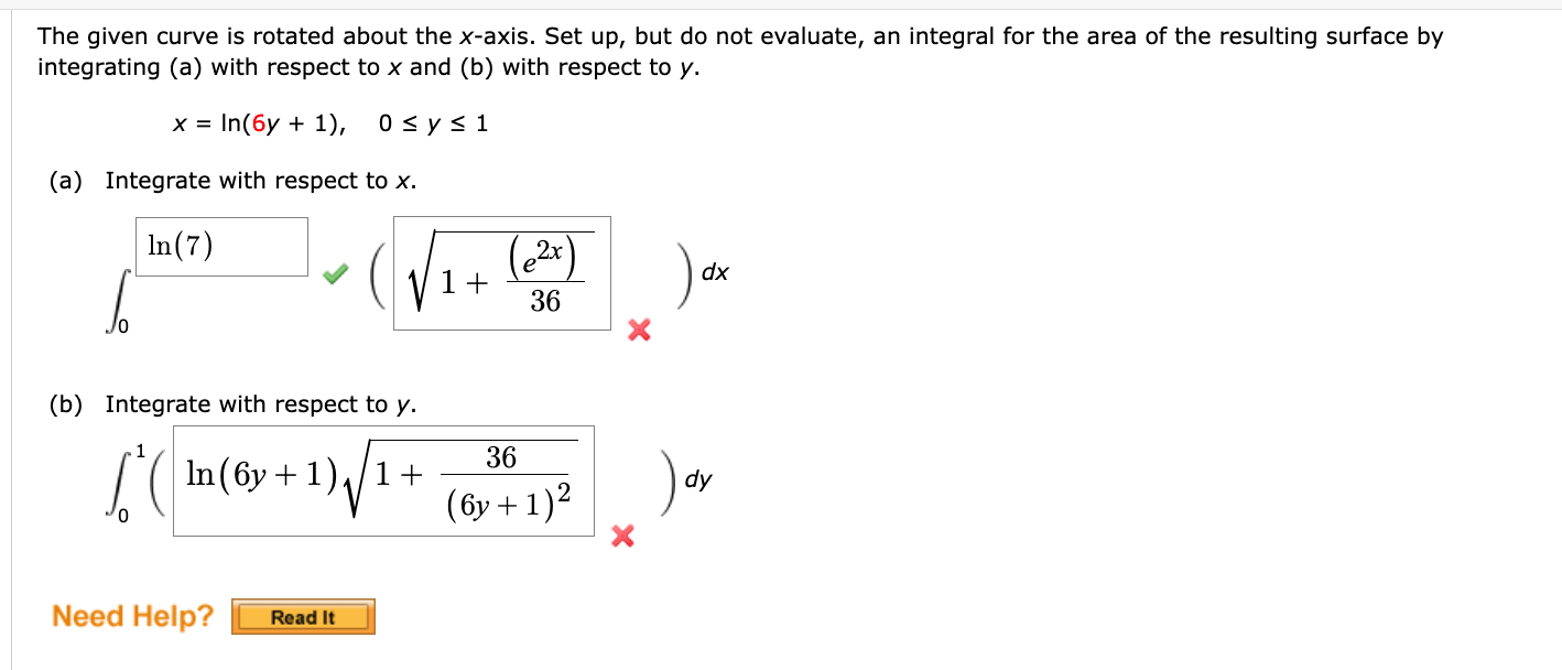 Solved The given curve is rotated about the x-axis. Set up, | Chegg.com