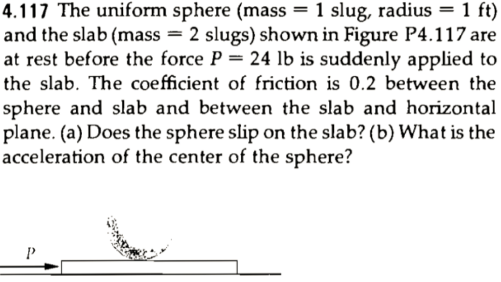 Solved 4.117 The uniform sphere (mass -1 slug, radius 1 ft) | Chegg.com